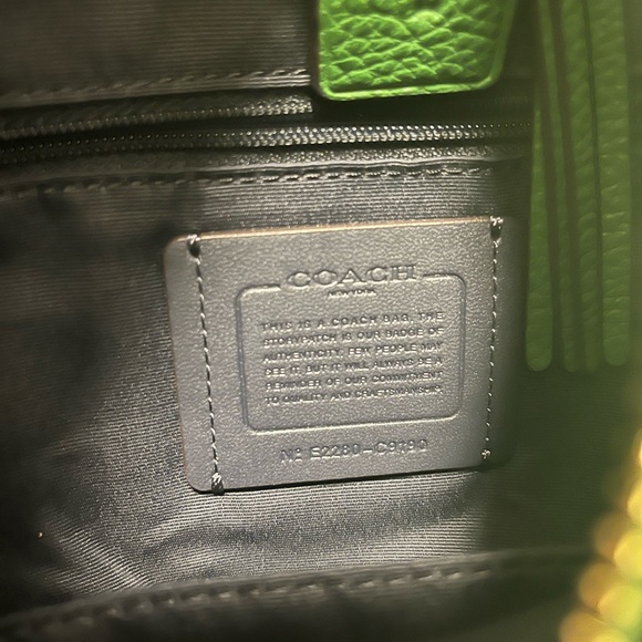 Coach | Bags | Coach Black And Green Leather Bag With Silvery Patch ...